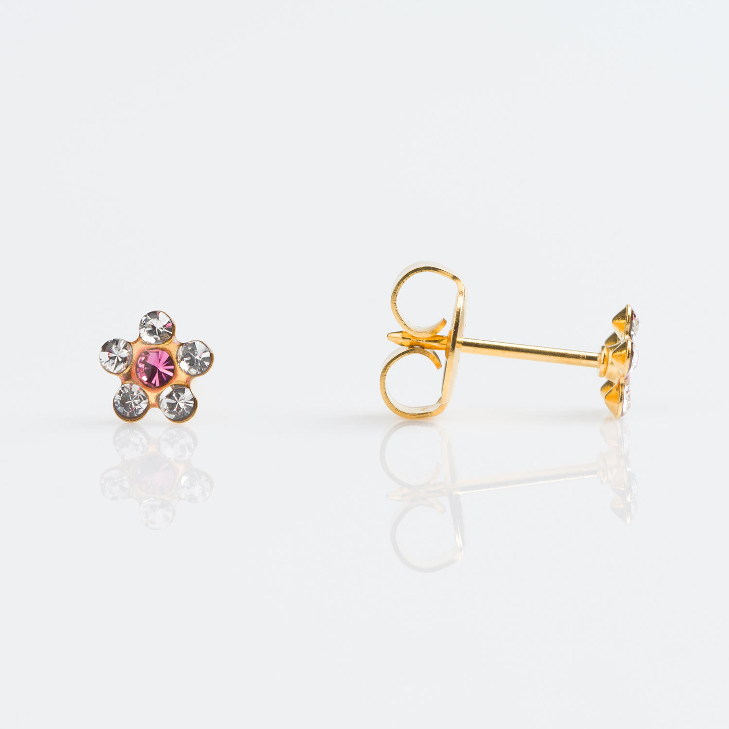 Studex Sensitive Gold Plated Daisy Crystal Rose Stud Earring - YK Beauty